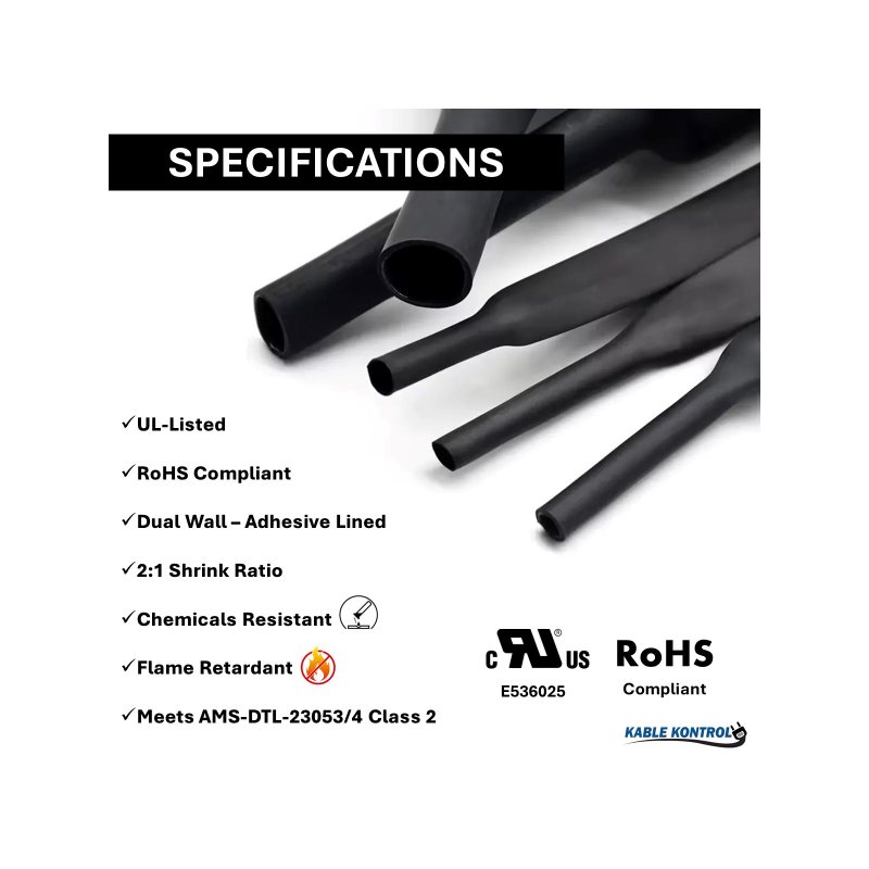 2:1 - Dual Wall Polyolefin Heat Shrink Tubing