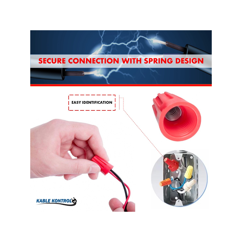 Kable Kontrol® Twist on Electrical Wire Connector Caps - 14 - 12 AWG ...