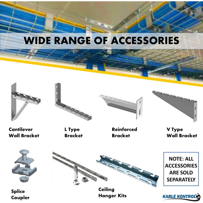 Kable Kontrol® Wire Mesh Cable Tray Straight Section - Electro-Zinc Plated Steel - 8" W x 2" D x ...